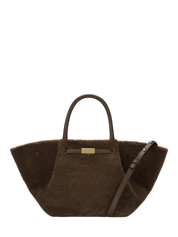 DEMELLIER The New York Satchel - Mocha Shearling & Mocha Smooth