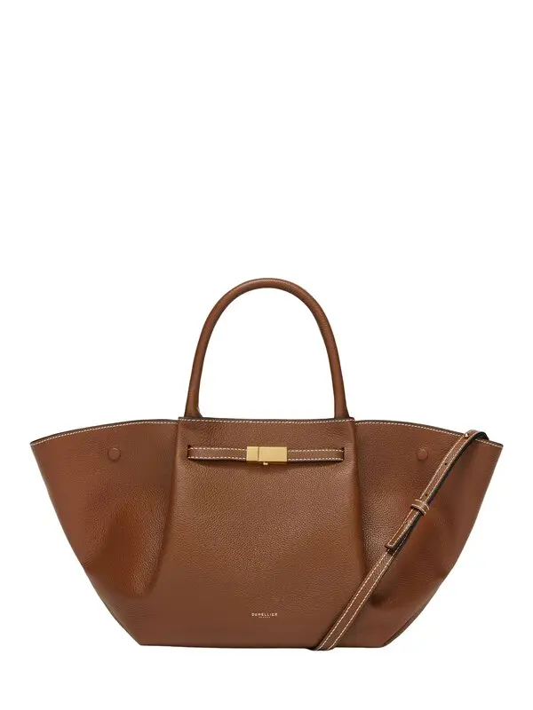 DEMELLIER The New York Satchel - Tan Small Grain Ecru Stitching