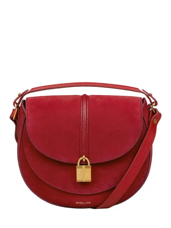 DEMELLIER The Siena Saddle Bag - Berry Red Suede