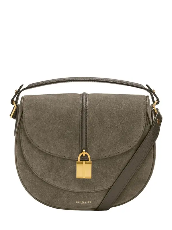 DEMELLIER The Siena Saddle Bag - Deep Olive Suede & Deep Olive Small Grain