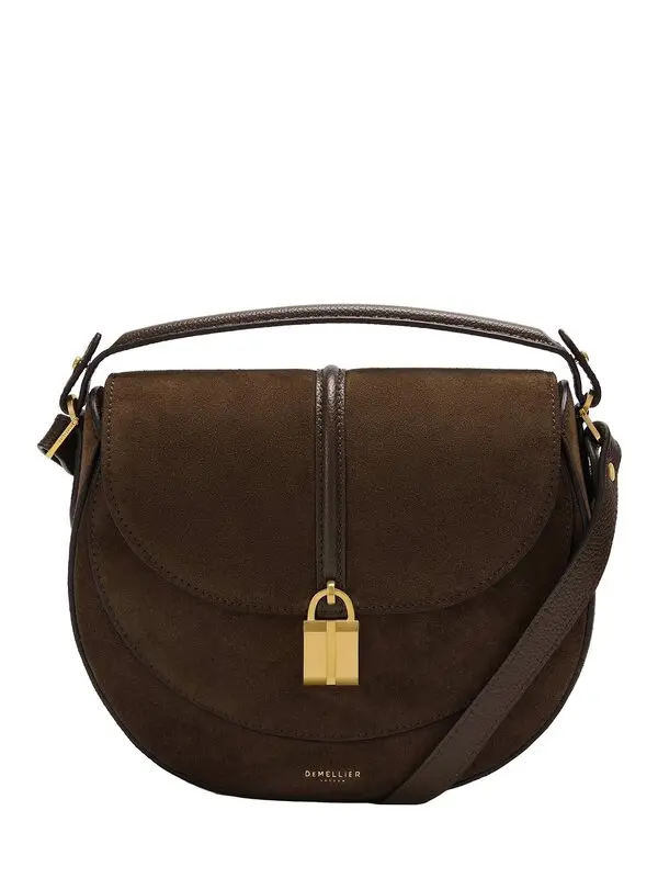DEMELLIER The Siena Saddle Bag - Mocha Suede & Mocha Small Grain