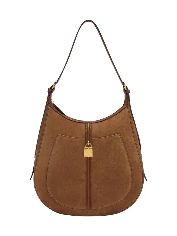 DEMELLIER The Siena Hobo - Deep Tan Suede & Deep Tan Small Grain