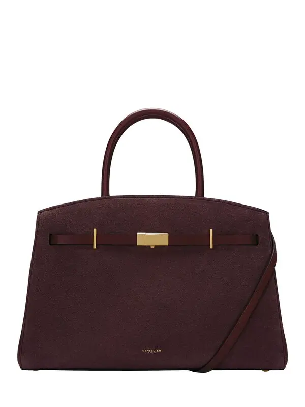 DEMELLIER The Hudson Bag - Burgundy Suede & Burgundy Smooth