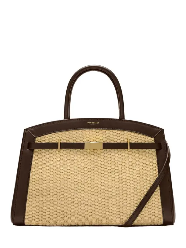 DEMELLIER The Hudson Bag - Warm Raffia & Mocha Smooth