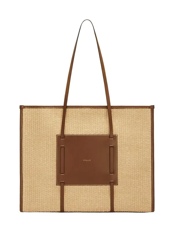 DEMELLIER The Capri Tote - Warm Raffia Tan Smooth Ecru Stitching