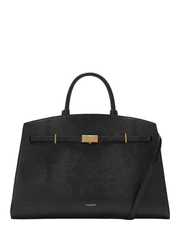 DEMELLIER The Hudson Bag - Black Lizard Effect