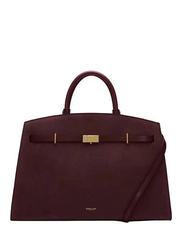 DEMELLIER The Hudson Bag - Burgundy Suede & Burgundy Smooth