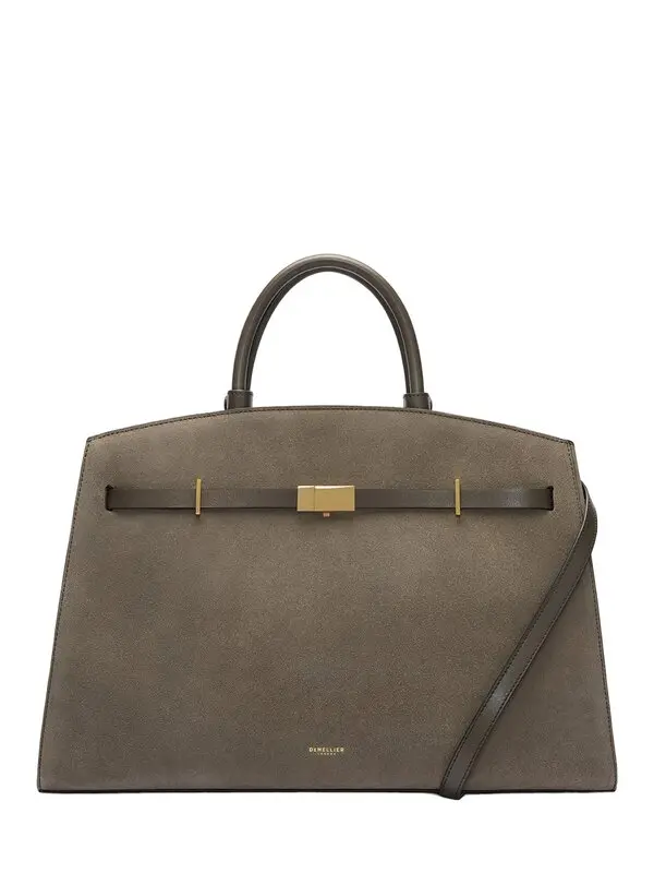 DEMELLIER The Hudson Bag - Deep Olive Suede & Deep Olive Smooth