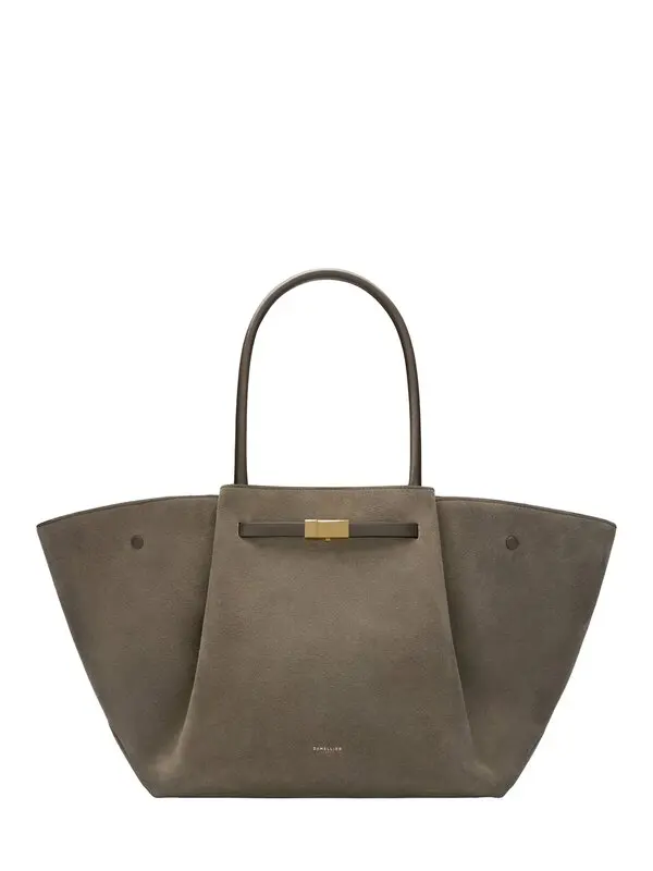 DEMELLIER The New York Tote Bag - Deep Olive Suede & Deep Olive Smooth