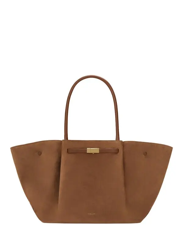 DEMELLIER The New York Tote Bag - Deep Tan Suede & Tan Smooth