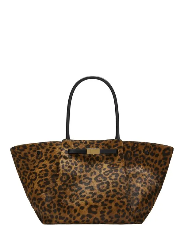 DEMELLIER The New York Tote Bag - Leopard-effect Calf Hair & Black Smooth