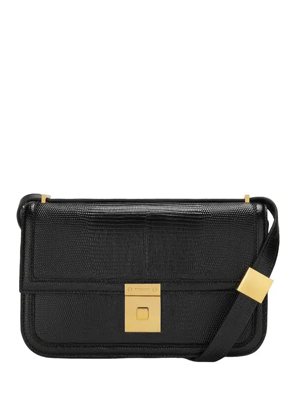 DEMELLIER The Paris Crossbody - Black Lizard-effect