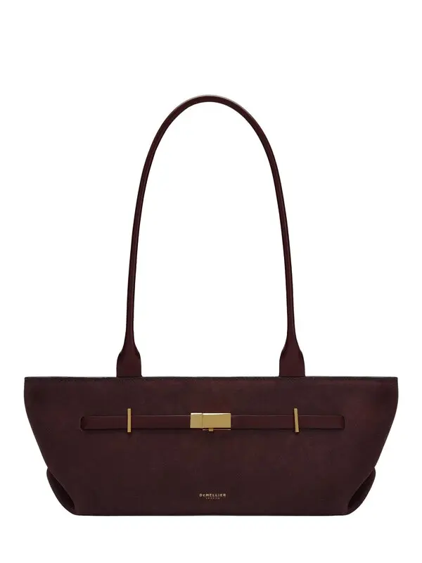 DEMELLIER The New York Shoulder Bag - Burgundy Suede & Burgundy Smooth
