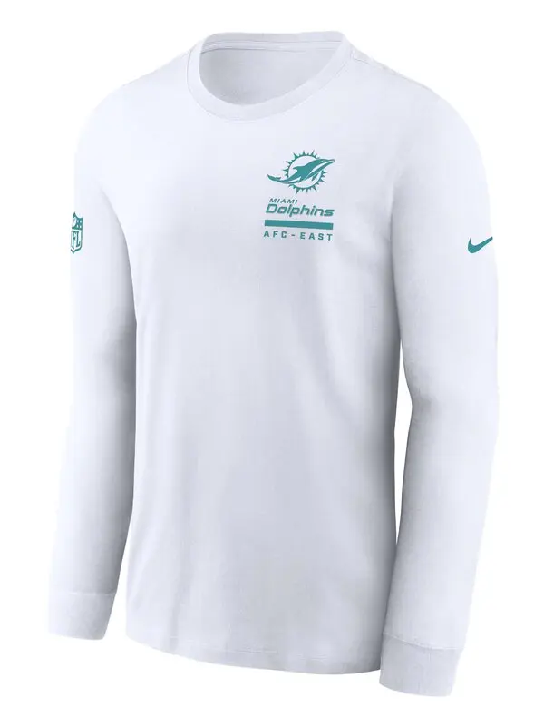 Nike Miami Dolphins Sideline Team Issue Dri-fit Nfl Long-sleeve T-shirt - White