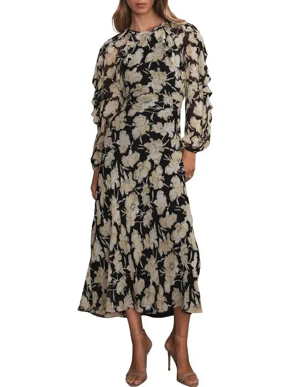 Mint Velvet Floral Print Maxi Dress - Black
