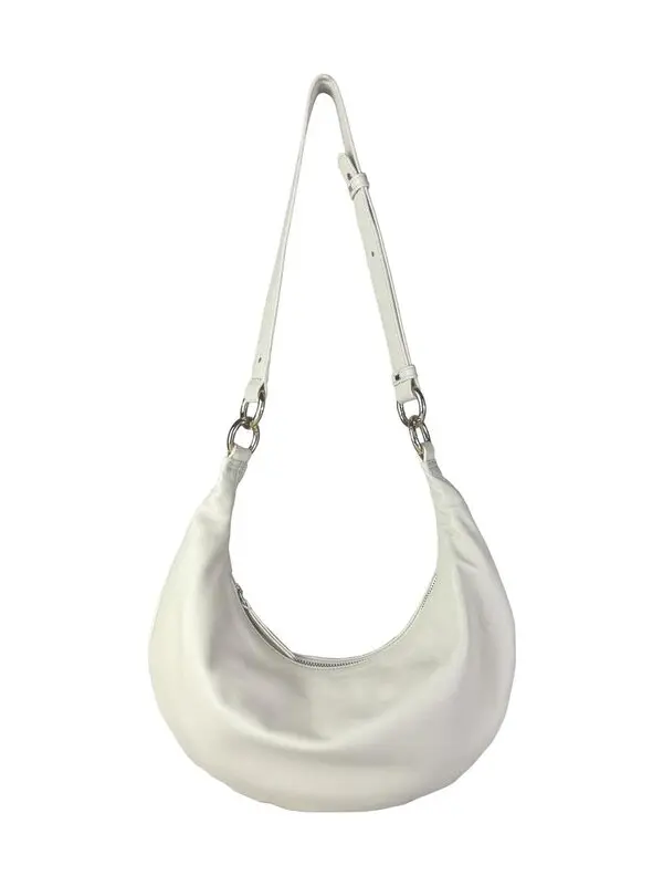 HYER GOODS Leather Convertible Hobo Crescent Ring Bag - Off-white