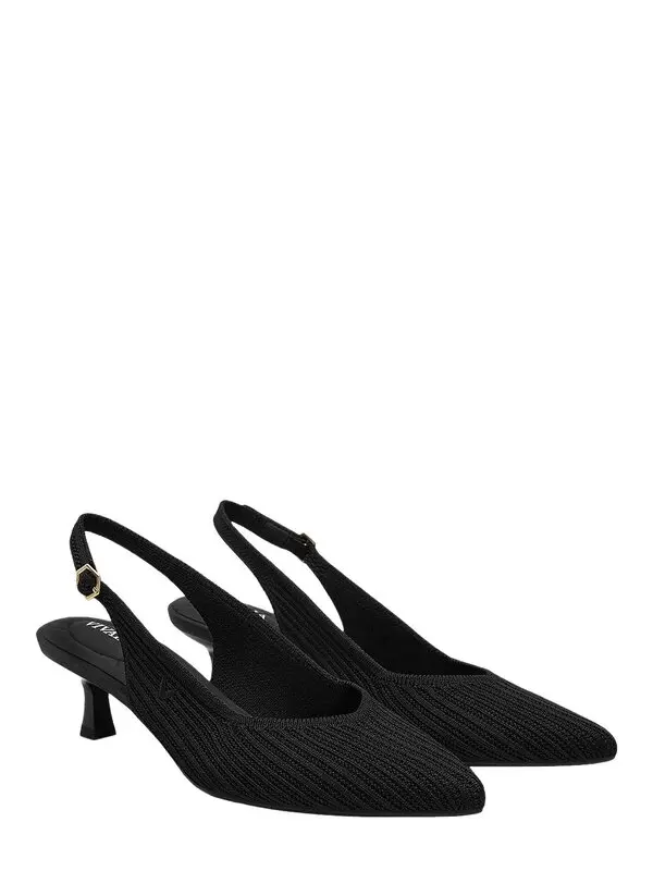 Vivaia Pointed-toe Kitten Heel Slingback - Black