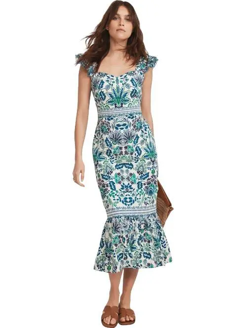 Mint Velvet Floral Printed Midi Dress - Green