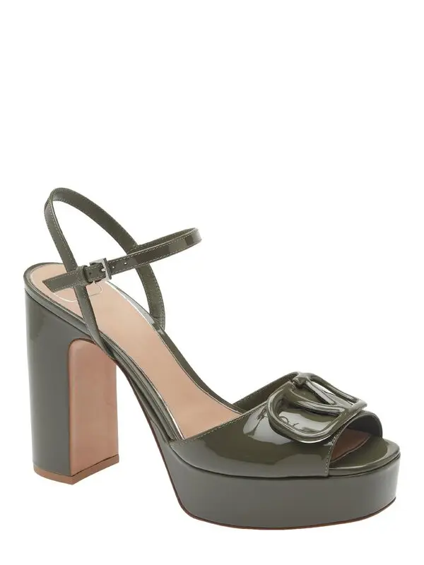 Valentino Garavani Vlogo Signature Platform Sandal - Military Green