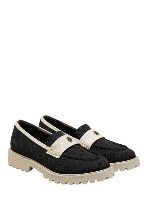 Vivaia Round-toe Platform Loafers - Black Cream Ivory