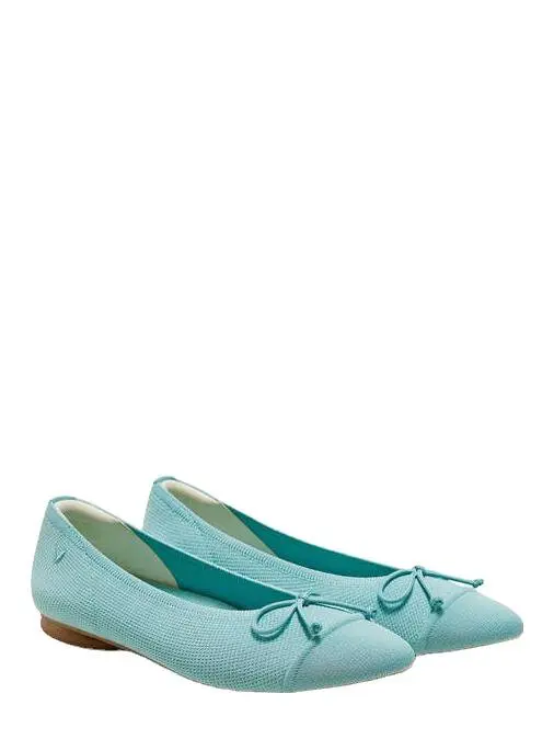 Vivaia Almond-toe Bow Flats - Aqua