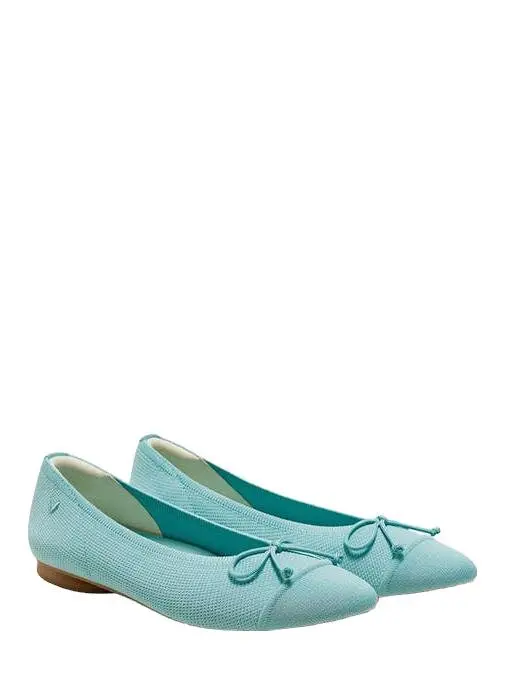 Vivaia Almond-toe Bow Flats - Aqua