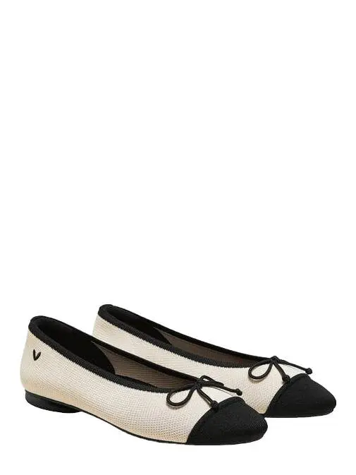 Vivaia Almond-toe Bow Flats - Cream Ivory Black