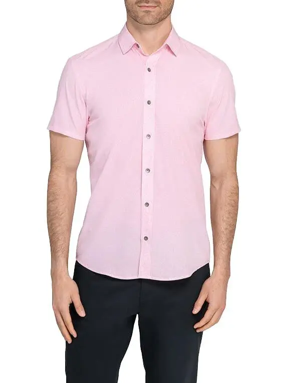 W.R.K Trim Fit Short Sleeve Performance Button-up Shirt - Coral