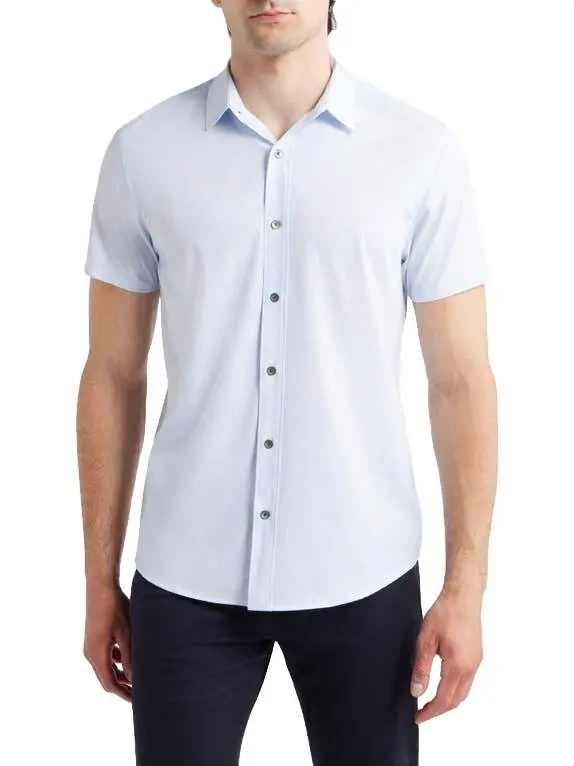 W.R.K Trim Fit Short Sleeve Performance Button-up Shirt - Light Blue