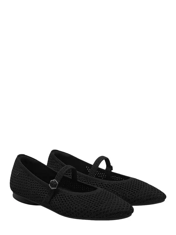 Vivaia Almond-toe Mary Jane Flats - Black Mesh