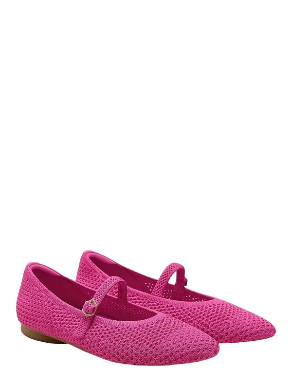 Vivaia Almond-toe Mary Jane Flats - Fuchsia Mesh