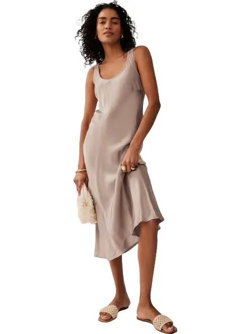 Mint Velvet Satin Slip Dress - Neutral