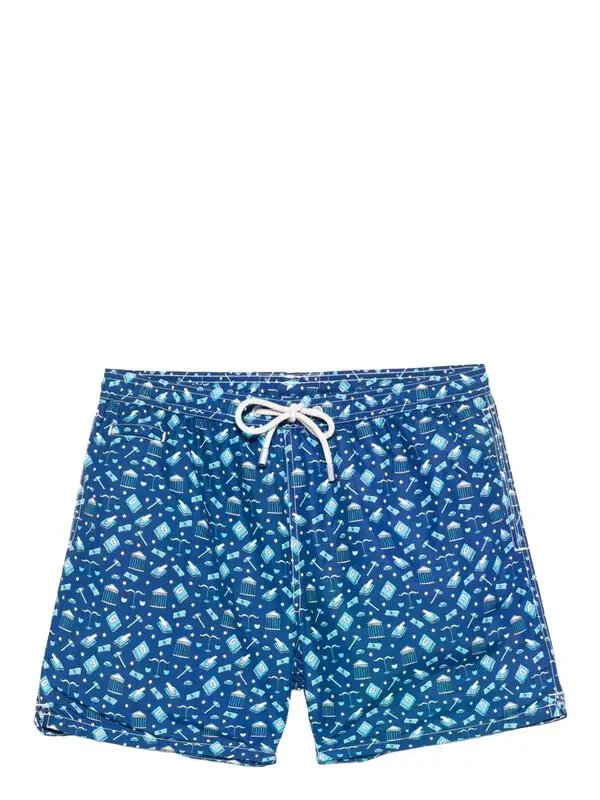MC2 SAINT BARTH Graphic-print Swim Shorts - Blue