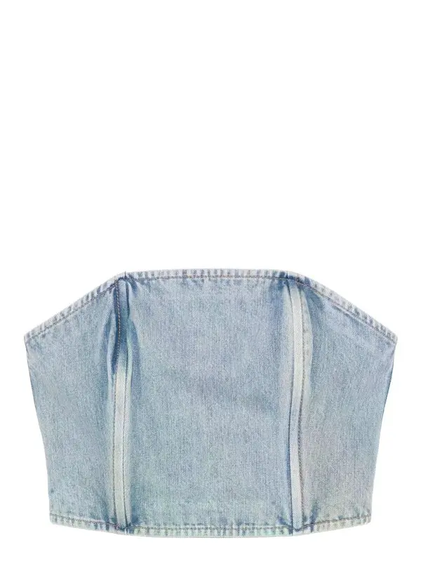 Wardrobe.NYC Strapless Denim Top - Blue