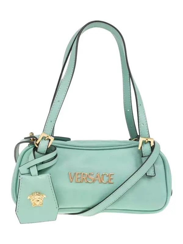 Versace Tag Leather Mini Shoulder Bag - Green