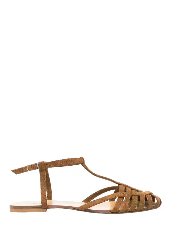 ANNA F. Suede Flat Sandals - Brown