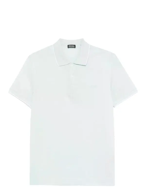 Zegna Logo-embroidered Polo Shirt - Blue