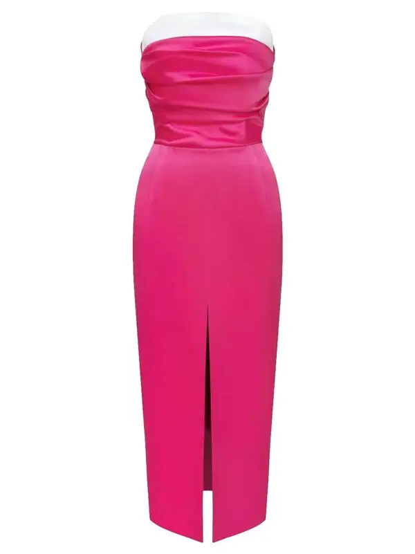 POST MERIDIEM Satin Midi Dress - Pink