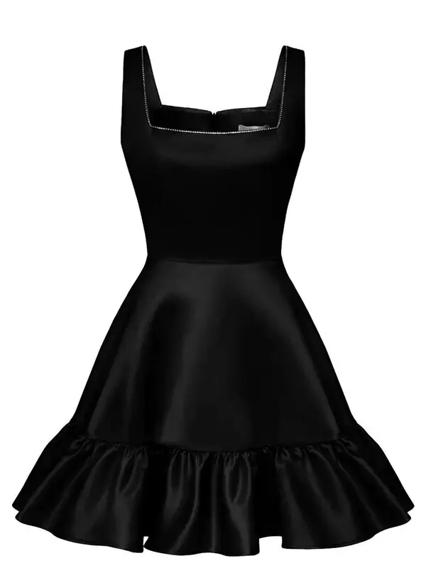 POST MERIDIEM Ruffle-hem Mini Dress - Black