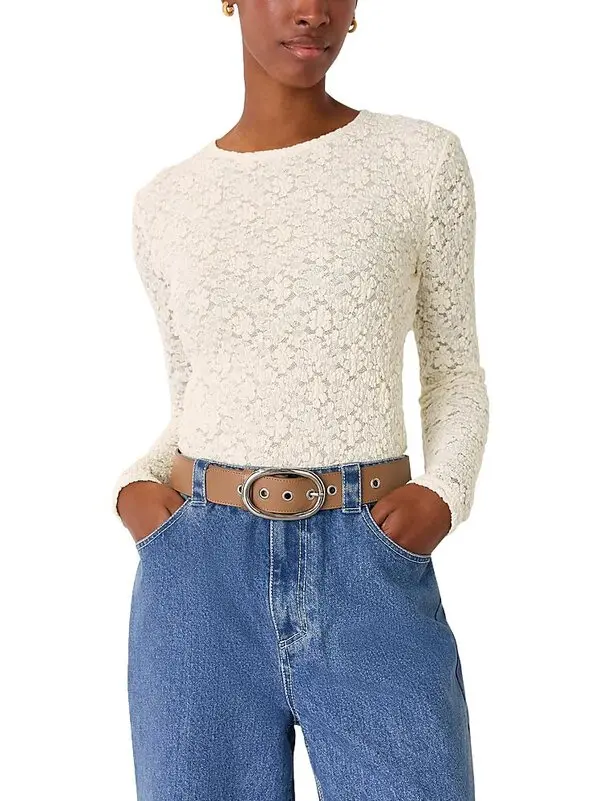 Whistles Lace Long-sleeve Top - Ivory