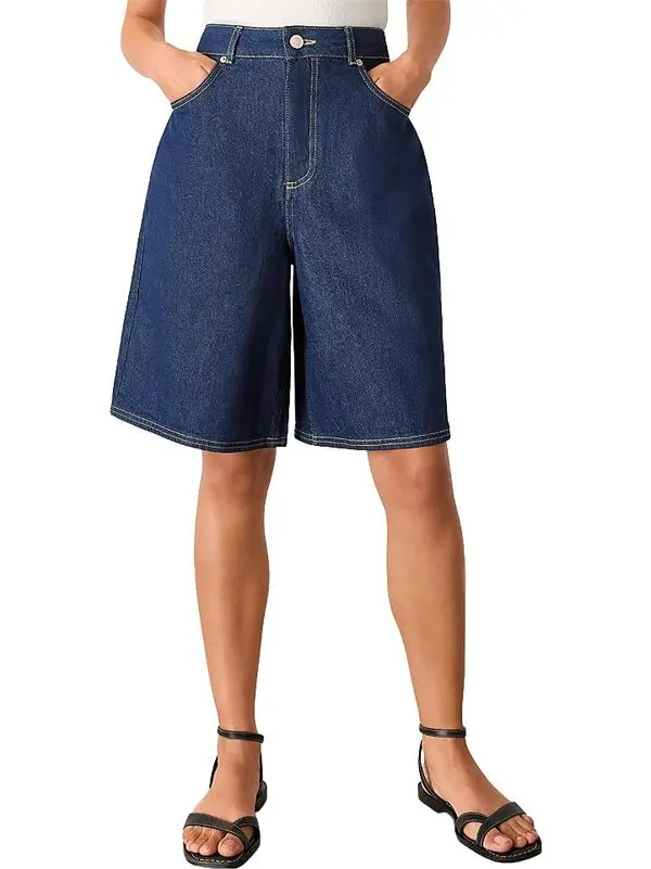 Whistles Wide-leg Denim Shorts - Dark Denim