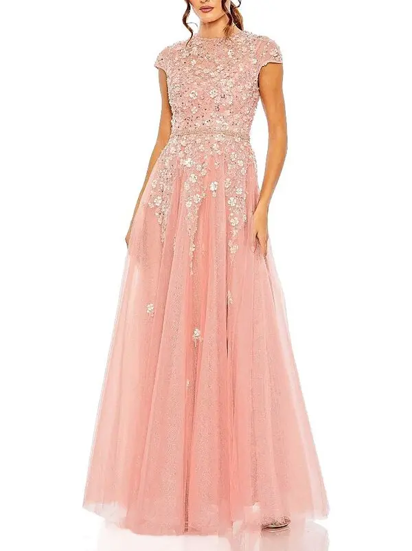Mac Duggal High Neck A-line Gown - Rose