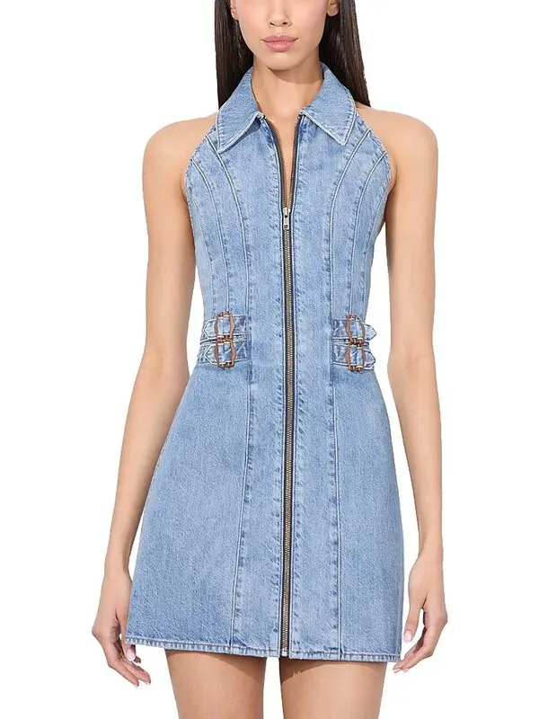 Alice + Olivia Axelle Mini Dress - Denim Blue
