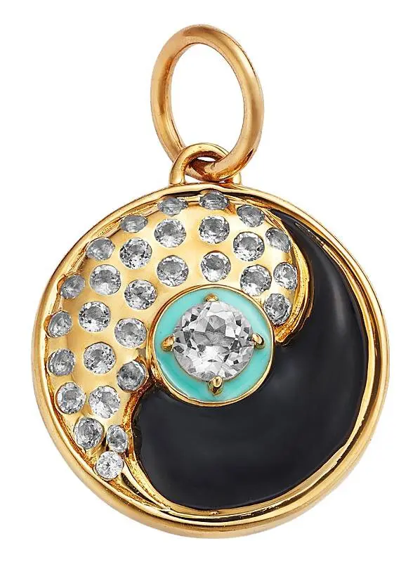 MOON & MEADOW 14k Yellow White Topaz Yin Yang Charm - Gold