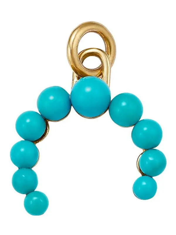 MOON & MEADOW 14k Yellow Gold Bead Crescent Charm - Turquoise