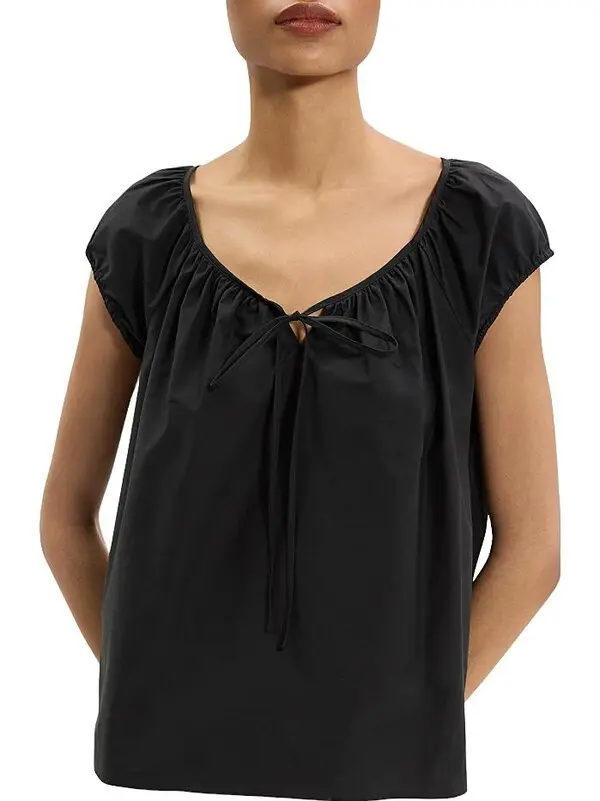 Theory Tie Front Top - Black