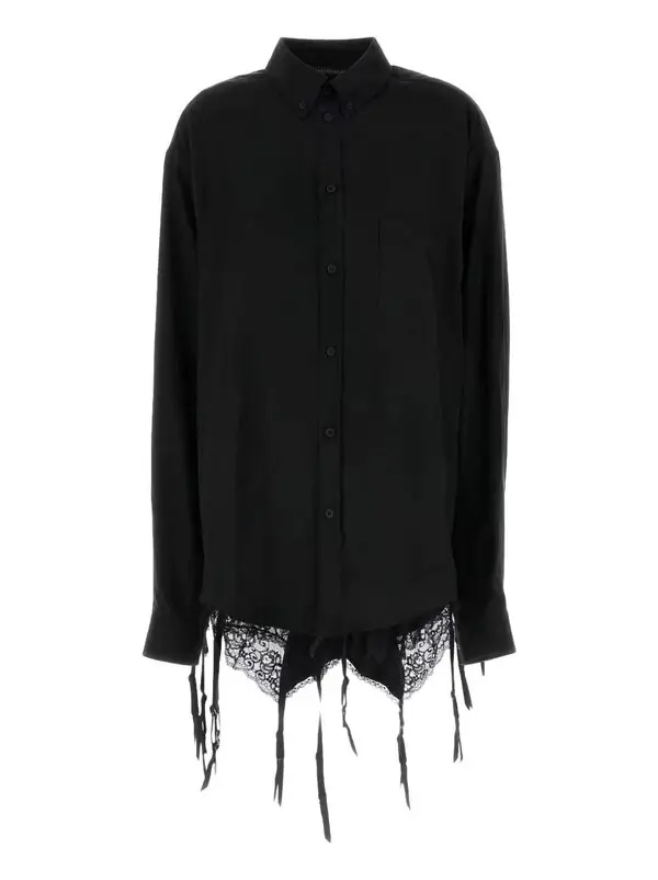 Balenciaga Lace-trimmed Shirt - Black
