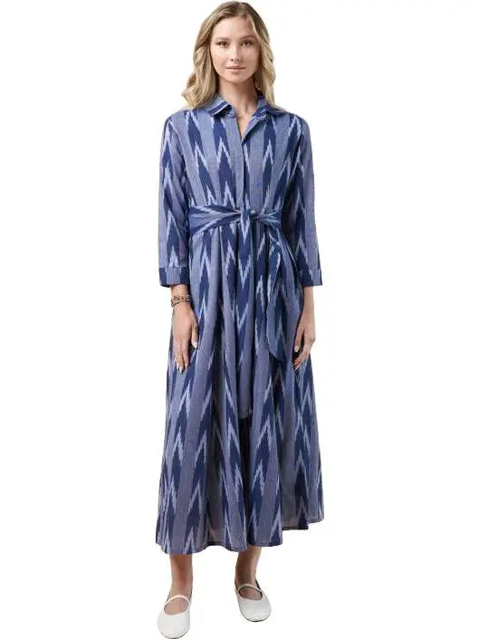 GUADALUPE DESIGN Luciana Ikat Shirt Dress - Navy
