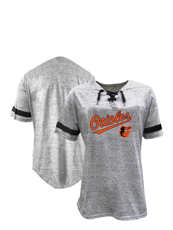 Profile Baltimore Orioles Lace-up Fleck T-shirt - Heather Gray