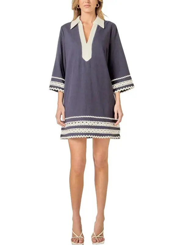 English Factory Colorblock Mini Dress - Navy